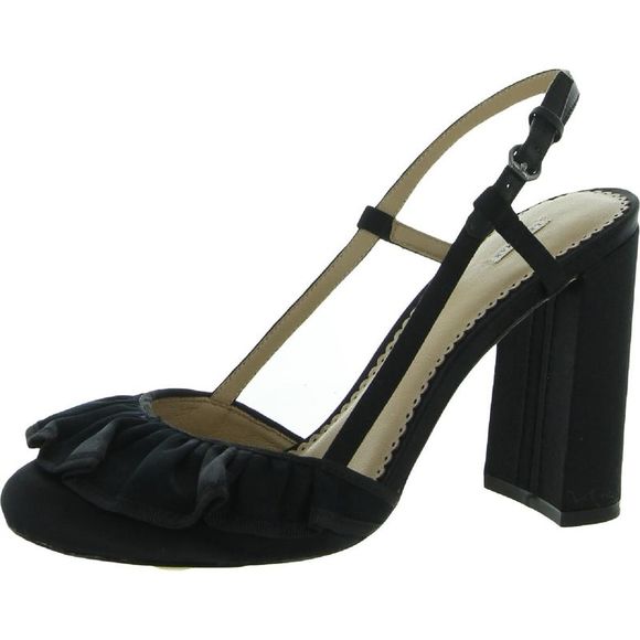 Leon Max | Shoes | Leon Max Womens Sedate Black Satin Ruffled Ankle ...